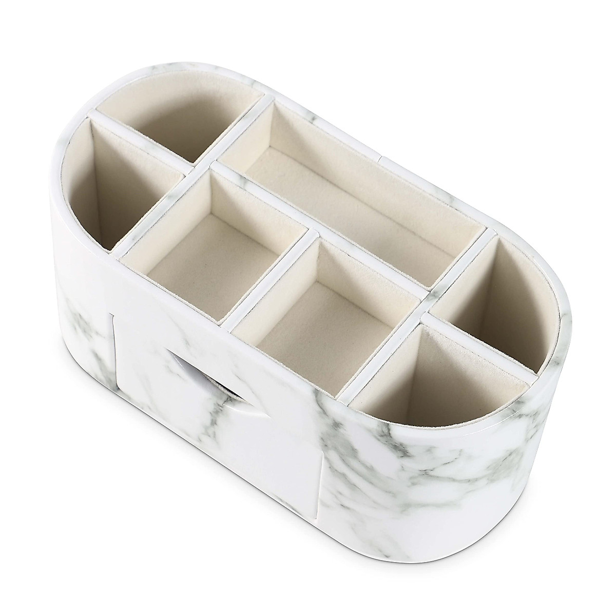 Marble Desk Organizer For Office Supplies Desk Accessories - Pencil Pen Holder Decor - Home School College Organization Desktop Caddy - Faux Leather
