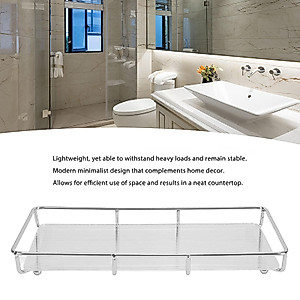 Countertop and Vanity Tray Bathroom Counter Tray Bathroom Countertop Organizer, Stainless Steel Acrylic Bathroom Vanity Tray for Cosmetics Living Items (Silver Single Layer Large Size)