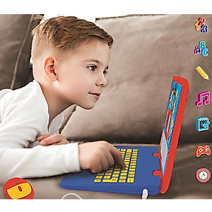 Lexibook Paw Patrol - Educational and Bilingual Laptop Spanish/English - Toy for Child Kid (Boys & Girls) 124 Activities, Learn Play Games and Music with Chase Marshall - Red/Blue JC598PAi2