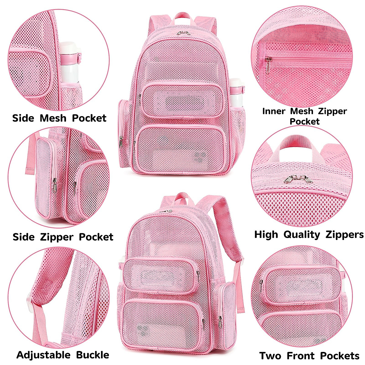 CAMTOP Mesh Backpack for Kids Girls Semi-Transparent See Through Sturdy School Bookbag Casual Daypack for Beach Swim Work Gym (Tie Dye Purple)