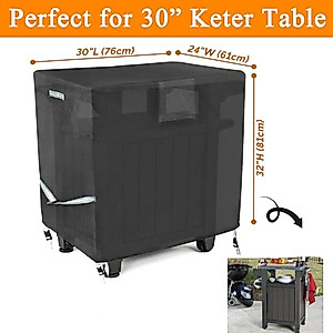 Outdoor Grill Cart Prep Table Cover 600D for 30-inch Keter Unity Portable Outdoor 40 Gal Table with Storage Cabinet, Waterproof UV Resistant Outside bbq Bar Cart Cooking Station Cover, 30" x 24" x 32"
