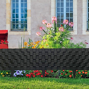 Lawn Edge Garden Fence, 6021cm Decorative Garden Wedding Fencings, 2Pcs Black Rattan Effect Edging Fence, Detachable Lawn Edge Fencing for Yard Garden Patio Backyard Décor