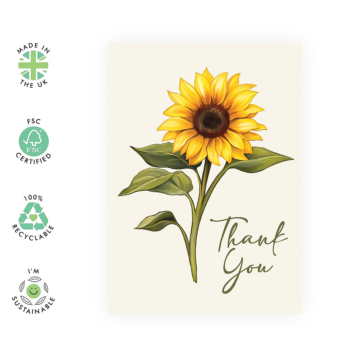 CENTRAL 23 Thank You Greeting Cards For Her - Sunflower Thank You - Sweet Appreciation Cards For Women - Floral Cards- Gift For Mommy Mom - Gift For Woman - Comes With Fun Stickers