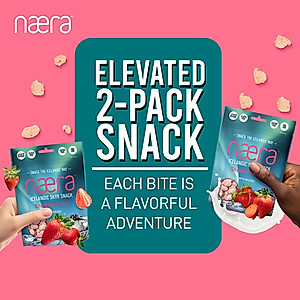 Næra Icelandic- Strawberry Skyr Crunch Popped Snack with Skyr (Authentic Icelandic Yogurt) and Fruit, Gluten Free, Crunchy Snacks for Adults and Kids- GMO Free and Preservative Free (2 Pack, 1.76 Oz)
