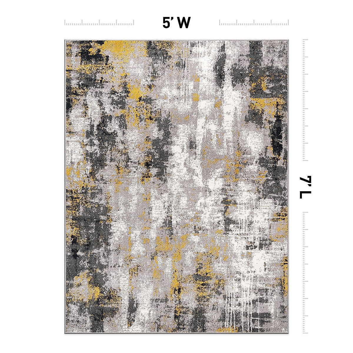 Rugshop Tralee Modern Abstract Stain Resistant Area Rug 5' x 7' Yellow
