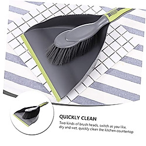COOLHIYA 1 Set Broom Cleaning Brush Handle Computer Broom Mini Broom Dustpan Car Air Outlet Pet Brush Desktop Broom Mini Dustpan and Broom Duster Keyboard Pet Dustpan Green