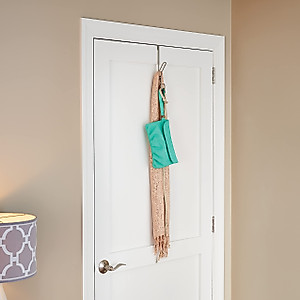 ClosetMaid Over The Door Hanger Rack with Hooks, for Hats, Scarves, Belts, Towels, Jackets, Nickel Finish