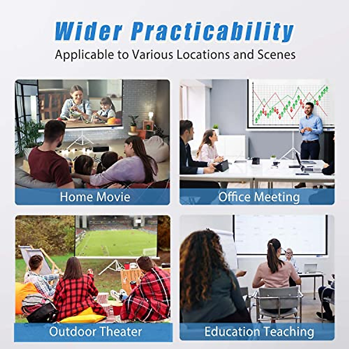 LopBast Screen Projector Screen with Stand 82-INCH Indoor Outdoor 16:9 1.2 Gain PVC Movie Projection Screen 4K 8K 3D Ultra HD HDR Wrinkle-Free Design for Home Theater Movie Theatre Cinema Office Game