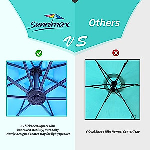SUNNIMAX Patio Umbrella with base included, 10 FT outdoor offset hanging umbrella for garden, 8 Ribs and UV-Resistant (KHAKI)