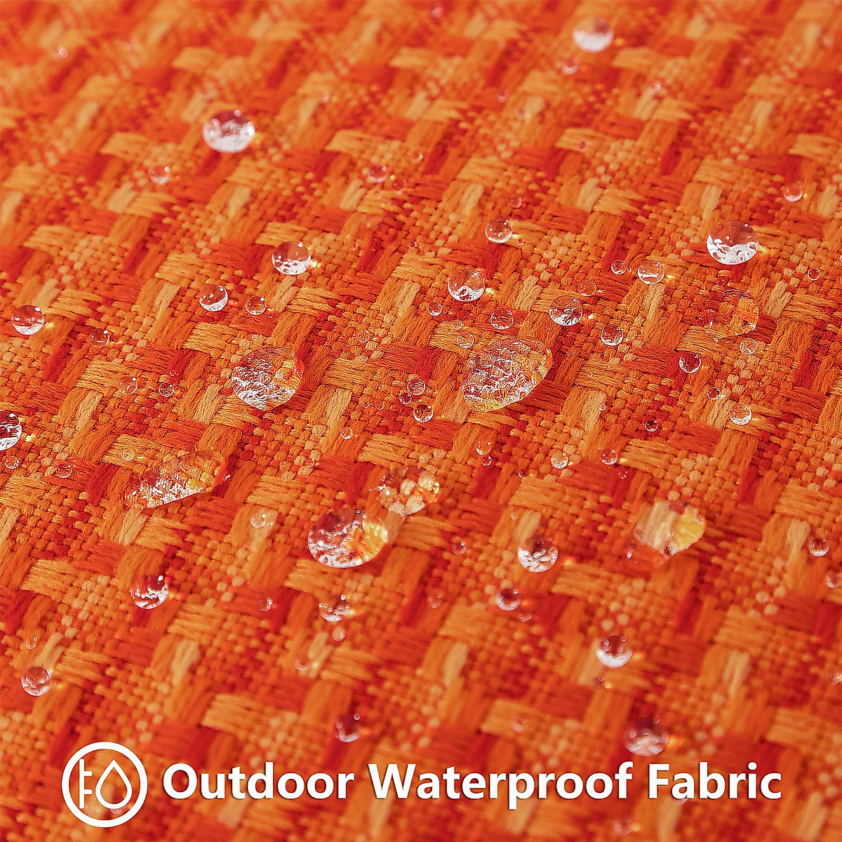 UGASA Fall Outdoor Waterproof Pillow Covers Pack of 2 Weaving Texture Water Resistant Outside Decorative Pillow Cases for Patio Garden Porch Yard Bench 18x18 Inch, Orange