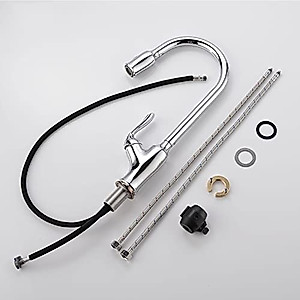 Kitchen Faucet with Pull Down Sprayer Swivel Hot and Cold Water Brass Kitchen Tap Chrome Plated