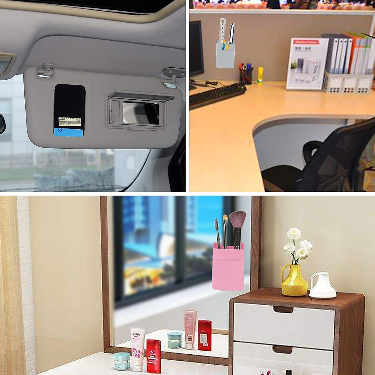 SHANSHUI Card Holder for Back of Phone, Double Cloth Slim Stretchy Phone Pocket Pouch Stick on ID Credit Card Wallet Compatible for iPhone 11 Pro Samsung Galaxy S10 and More