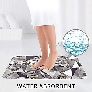 Glitter Abstract Diamond Crystal Pattern Print 3 Pieces Bathroom Rug Set 1 Rectangular Floor pad 1 U-Shaped Floor mat 1 O-Shaped closestool pad