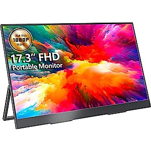 cocopar Portable Monitor – Upgraded 17.3 Inch IPS HDR 72% sRGB FreeSync USB-C 1080P FHD Eye Care Portable Screen with Type C HDMI Speakers Kickstand for Laptop PC Mac Surface Phone PS5 PS4 Xbox