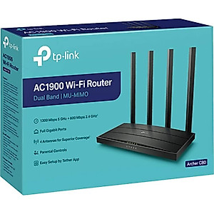 TP-Link AC1900 Wireless MU-MIMO WiFi Router - Dual Band Gigabit Wireless Internet Routers for Home, Parental Contorls & QS, Beamforming (Archer C80) (Renewed)