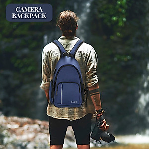 BAIGIO Camera Sling Bag Small Camera Backpack for Photographers,Water-resistant Camera Crossbody Bag Travel Caemra Backpack for DSLR SLR Mirrorless Camera