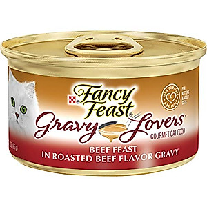 Purina Fancy Feast Gravy Wet Cat Food, Gravy Lovers Beef Feast in Roasted Beef Flavor Gravy - (24) 3 oz. Cans
