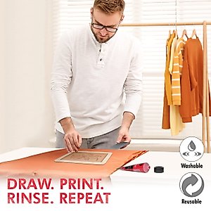 Marabu Screen Printing Kit Set - Screen Print Kit with Reusable Wooden Frame, 1 Screen Printing Squeegee, and 3 x 100ml Ink - Silk Screen Printing Kit for Beginners
