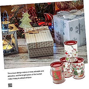 NOLITOY 8pcs Portable Cylinder Christmas Cookie Tins Coffee Bean Canister Christmas Decoration Christmas Cookie Jars Sealed Container Xmas Tinplate Lid Food Holder Baby Pastry Pvc Storage