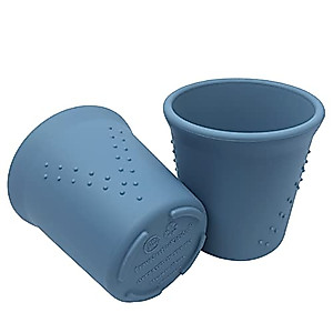 BraveJusticeKidsCo. | SiliSteel™ Drinking Cups | Kids and Toddler Silicone + Steel Dinnerware Cups | Unbreakable Dinnerware | Reusable Dishwasher Safe Water Glasses (2 Pack) (Citadel)