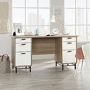 Sauder Anda Norr Executive Desk, L: 56.3" x W: 22.13" x H: 29.53", Sky Oak Finish