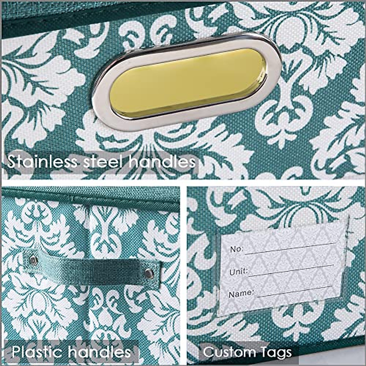 PRANDOM Large Collapsible Storage Bins with Lids [3-Pack] Fabric Foldable Storage Boxes Organizer Containers Baskets Cube with Cover for Home Bedroom Closet Office Nursery (17.3x11.8x10.4)