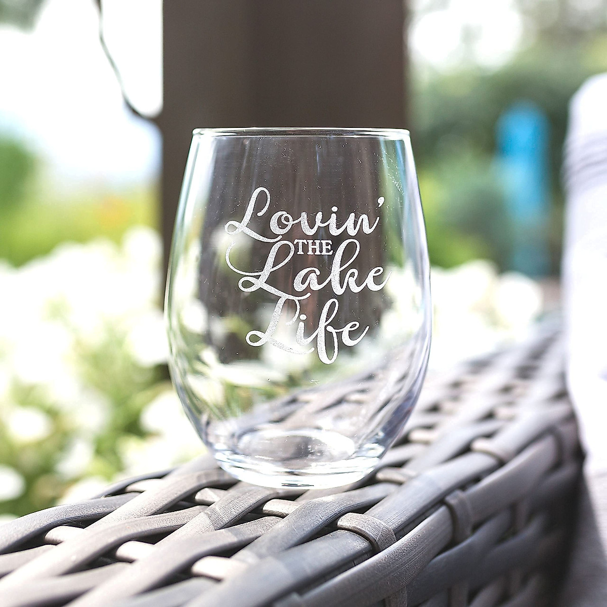 Lake House Decor, Lake Life Etched Wine Glasses Set of 2 Lake House Decorations for Home