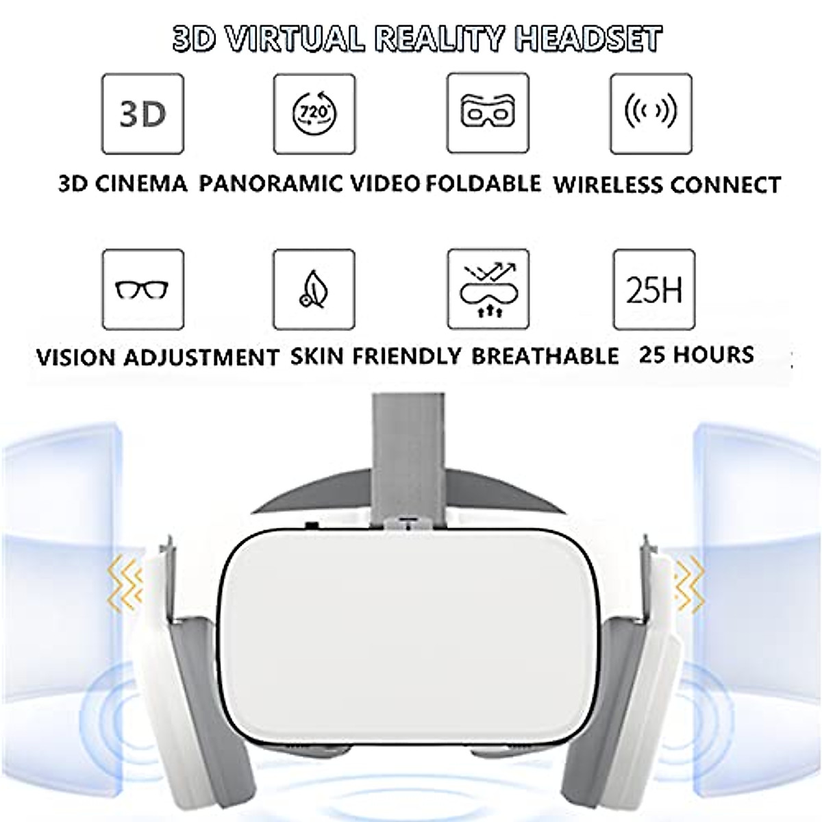 3D Virtual Reality VR Headset with Wireless Remote Control, VR Goggles/Glasses for IMAX Movies & Play Games, Compatible for Android iOS iPhone 12 11 Pro Max Mini X R S 8 7 Samsung 4.7-6.2" Cellphone