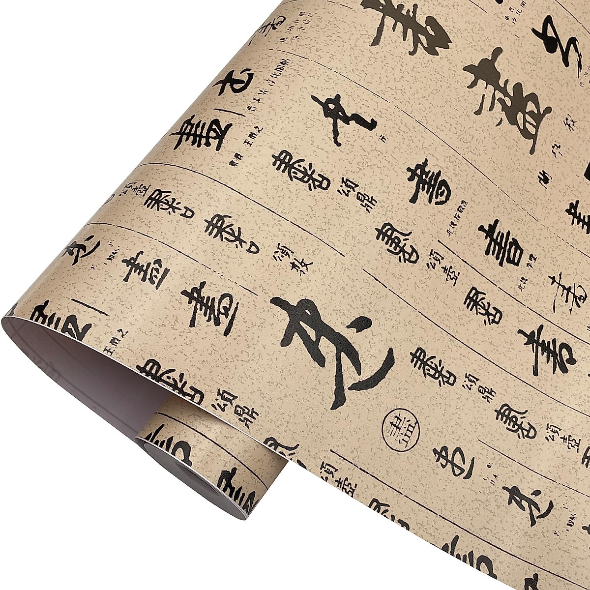 Yifely Chinese Style Calligraphy Drawer Paper Self-Adhesive PVC Shelf Liner Bookshelf Sticker 17.7 Inch by 9.8 Feet