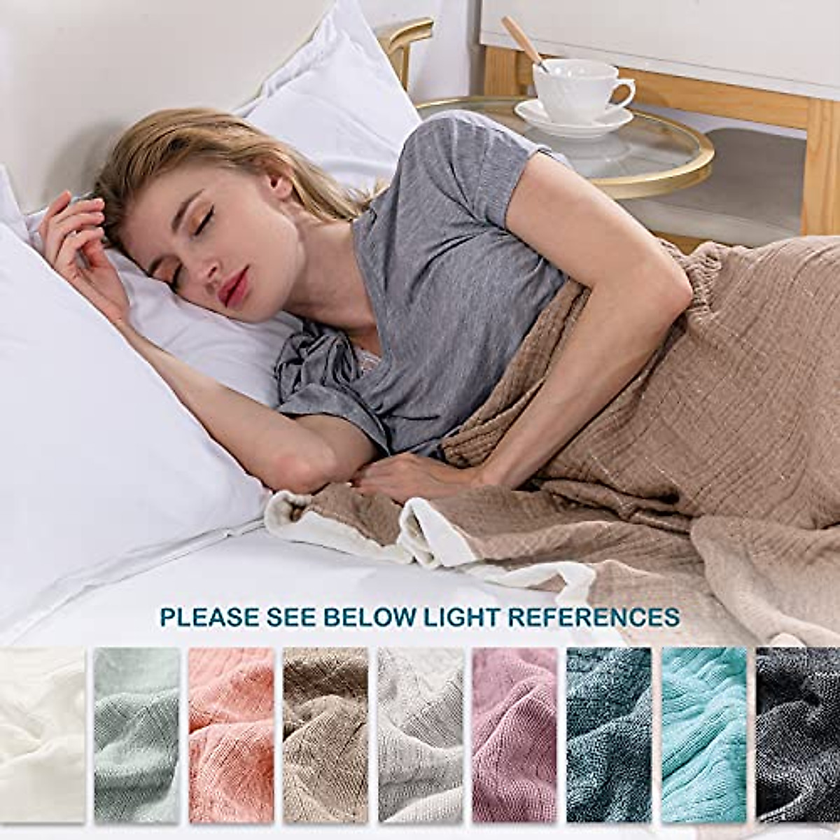 SE SOFTEXLY Muslin Throw Blanket, 100% Cotton Blankets for Adults and Baby, 4-Layer Soft Breathable Bed Throw Blankets All Season,King Size Blanket (90"x102", Coffee)