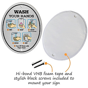SmartSign Wash Your Hands Sign | 4" x 5" Aluminum Diamond Plate Door Sign