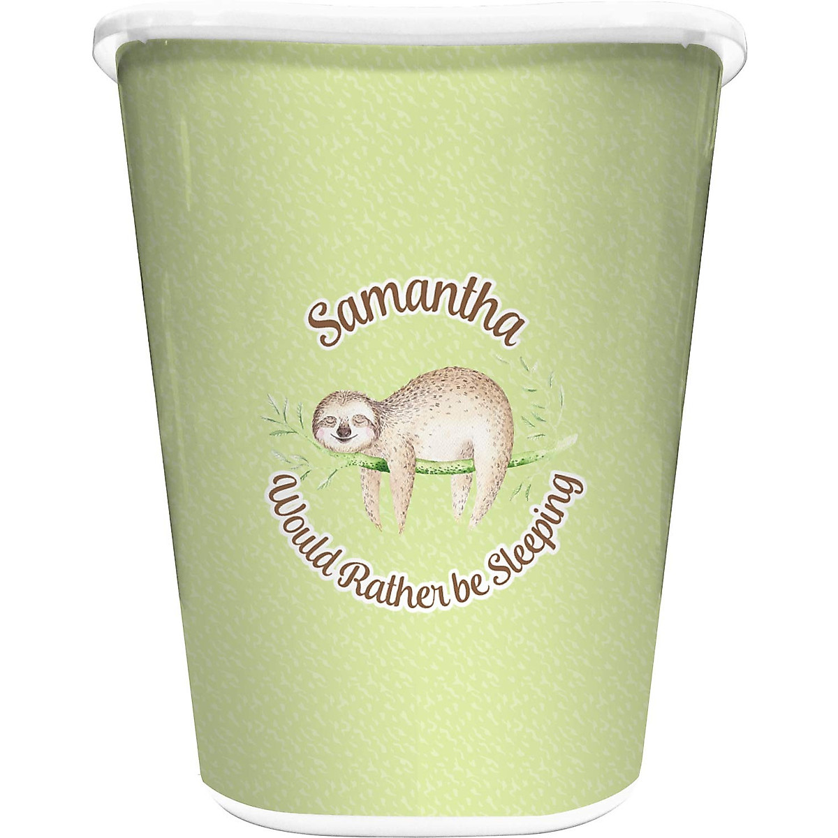 RNK Shops Personalized Sloth Waste Basket - Double Sided (Black)