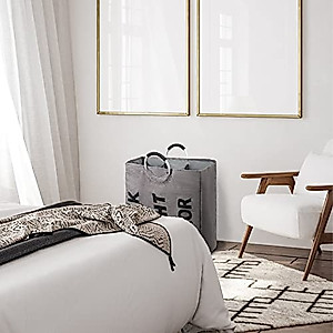 Laundry Basket 3 Section Dirty Clothes Laundry Sorter with Aluminum Handle Large Collapsible Laundry Hamper for Bathroom Bedroom, Grey