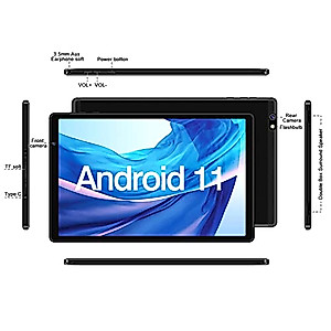 FACETEL Tablet 10 inch Android Tablet with Keyboard 2 in 1 Tablet 4GB RAM 64GB ROM TF 128 GB, 8000mAh, FHD, Dual Camera, WiFi Bluetooth Tablet with Mouse, Black