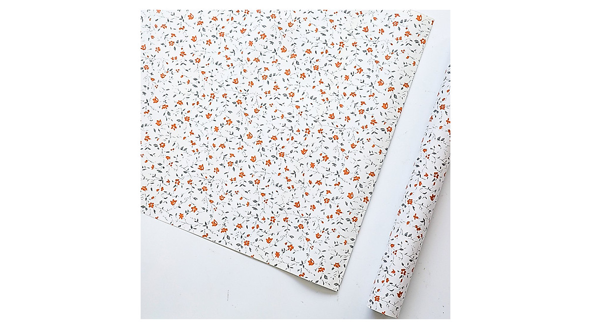 Orange Floral Self Adhesive Vinyl Drawer Shelf Liner Contact Paper