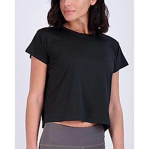 Real Essentials 5 Pack: Womens Crop Top High Waist Quick Dry Fit Active Wear Yoga Workout Athletic Running Gym Exercise Ladies Short Sleeve Crew Neck Moisture Wicking Tees T-Shirt Summer - Set 10, S