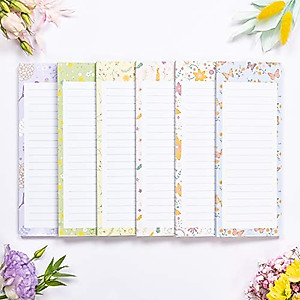 Peach Tree Shade Magnetic Notepads, 6-Pack 60 Sheets Per Pad 3.5” x 9”, Flower Patterns, for Fridge, Kitchen, Shopping, Grocery, To-Do List, Memo, Reminder, Book, Party, Stationery, (Floralnotes)