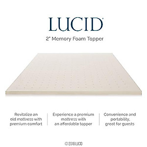 LUCID - LU20RQ45MT 2 Inch Ventilated Memory Foam Mattress Topper