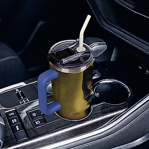 40 Oz Vacuum Tumbler with Deep Blue Handle Leakproof Insulated Tumbler Black German Shepherd Dog Stainless Steel Travel Mug with Lid And Straw Coffee Cup Cute Water Bottles Cup Holder Friendly