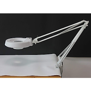 LED Magnifying Lamp, 10X Clamp-On Magnifier Desk Table Task Lamp Lens Diopter with Adjustable Swivel Arm