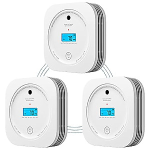 AEGISLINK Interlinked Smoke Carbon Monoxide Detector Combo, Smoke and CO Detector Battery Powered, Wireless Interconnected Smoke and CO Alarm, Digital Display, SC-RF200, 3-Pack
