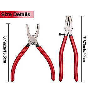 3PCS Heavy Duty Glass Running Pliers and Breaker Grozer Pliers Oil Feed Glass Cutter Set with Rubber Tips,Stained Glass Cutting Tool Kit for Key Fob Hardware Install and Stained Glass Work