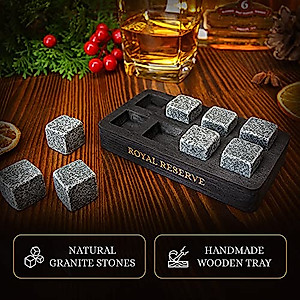 Whiskey Stones Gift Set by Royal Reserve | Artisan Crafted Reusable Refreezable Chilling Cooler Rocks for Scotch Bourbon – Modern Stocking Stuffer for Guy Men Dad Boyfriend Anniversary or Retirement