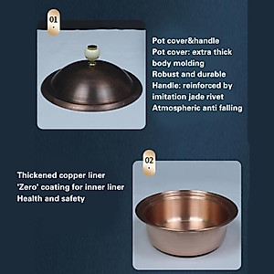 Chafing Dishes Single Thickened Copper Hot Pot Pure Copper Small Hot Pot Self-Service Environmentally Friendly Oil Meal Sharing Hot Boiler Home Commercial