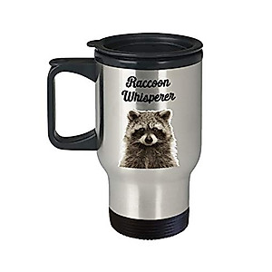 SpreadPassion Raccoon Whisperer Travel Mug - Funny Tea Hot Cocoa Coffee Insulated Tumbler Cup - Novelty Birthday Christmas Gag Gifts Idea