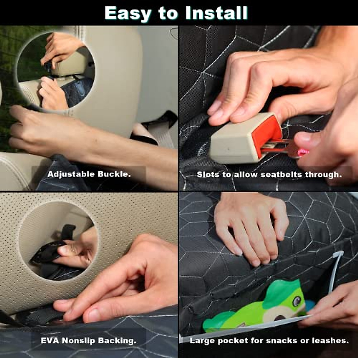 Meginc Dog Car Seat Covers for Back Seat, Waterproof Pet Bench Seat Cover for Truck Chevrolet Silverado/Ram/Ford F-Series/GMC Sierra 600D Heavy Duty Scratch Proof Nonslip Truck Seat Covers for Dogs