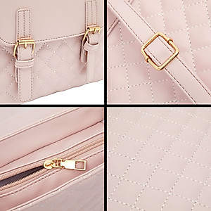 Pink PU Quilted Leather Mini Backpack Purse for Teen Girls with Double Buckle Closure (10 x 4 In, Pink)