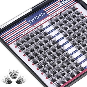 WONSIS Lash Clusters, DIY Eyelash Extension, 120 Lightweight Clusters Individual lashes, Wispy Soft Reusable Artificial Natural Look for Cluster Lash, C Curl False Eyelashes (Allure-12mm)…
