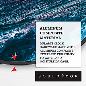 Soul Décor Sea Sunset Wall Clock, Silent Non-Ticking, Battery Operated Kitchen Clock, Aluminum Composite Face, Suitable for Offices, Bedrooms, and Bathrooms 12 Inch Round