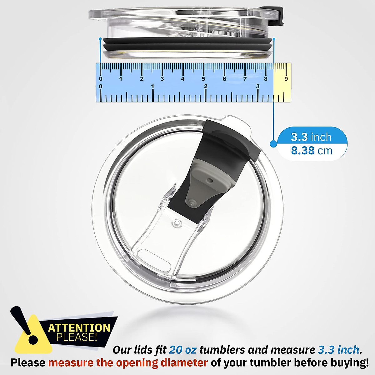 20/10 OZ - 3 Replacement Lids for Yeti Tumblers like Yeti Lids - 3.3 Inch Diameter - Spill Proof Lids for Yeti Tumblers - Tumbler Lid for Replacement Yeti Cup Lid 20 & 10 oz Tumbler Lids